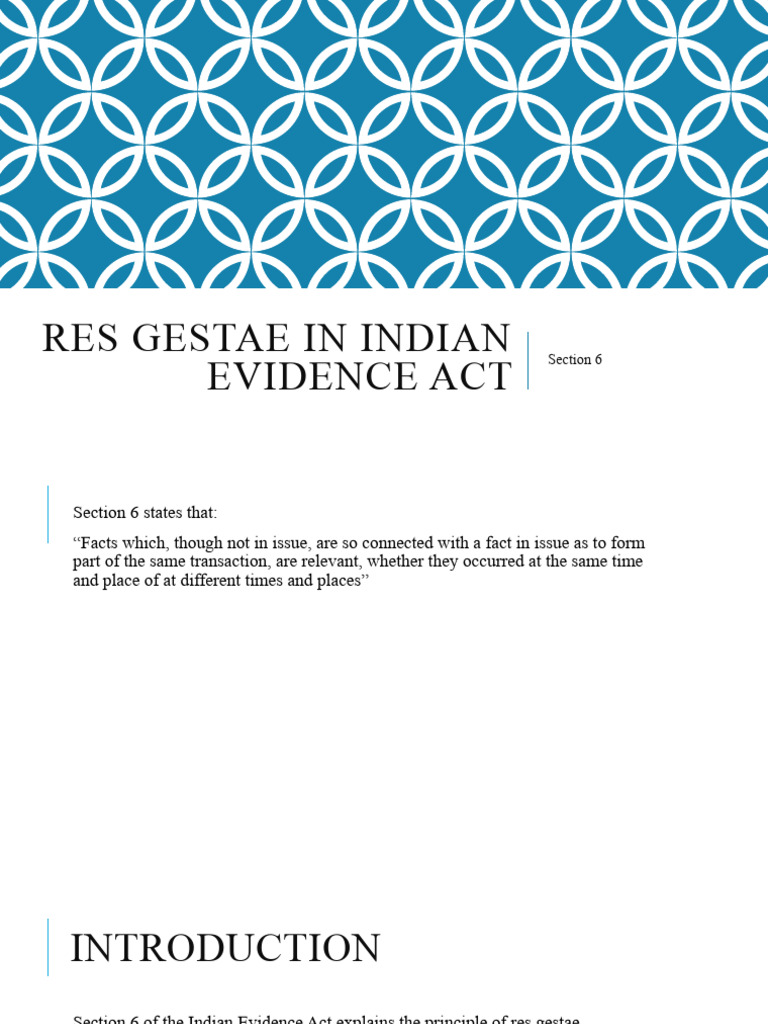 Res Gestae in Indian Evidence Act | PDF | Mens Rea | Hearsay