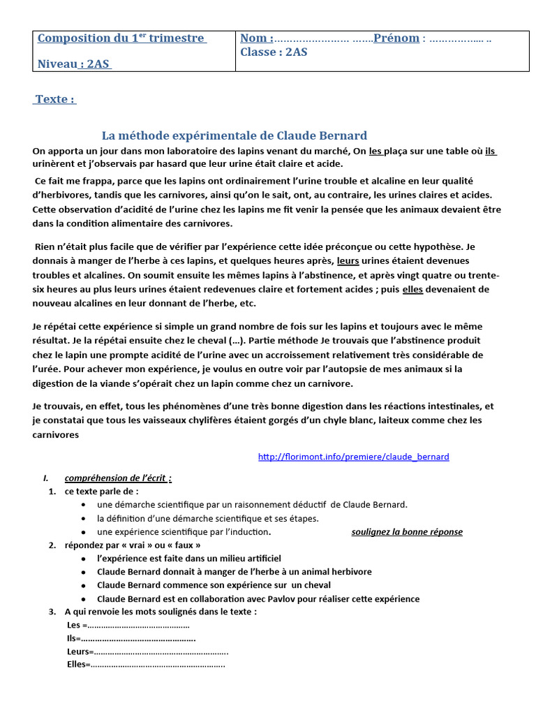 Composition 2as | PDF | Expérience | Urine