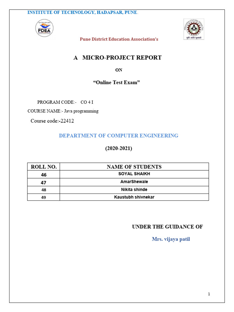 Java Microproject | PDF | Computing | Computer Programming