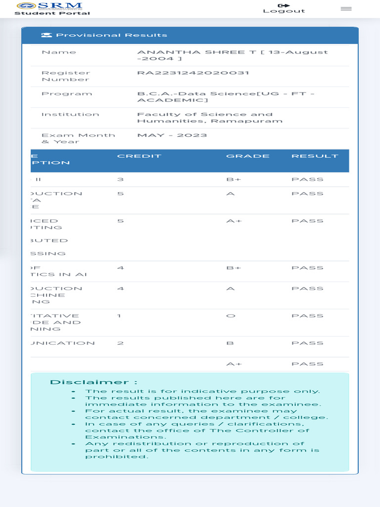 SRM Student Portal | PDF