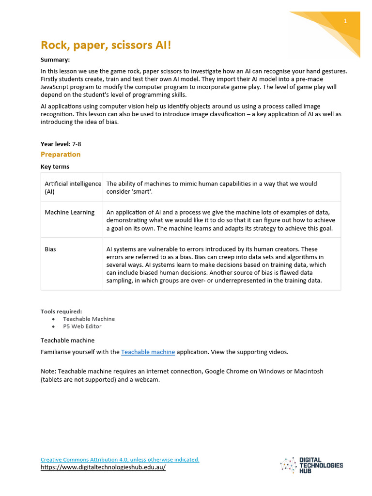 Rock Paper Scissors - Lesson Sequence | Download Free PDF | Artificial ...