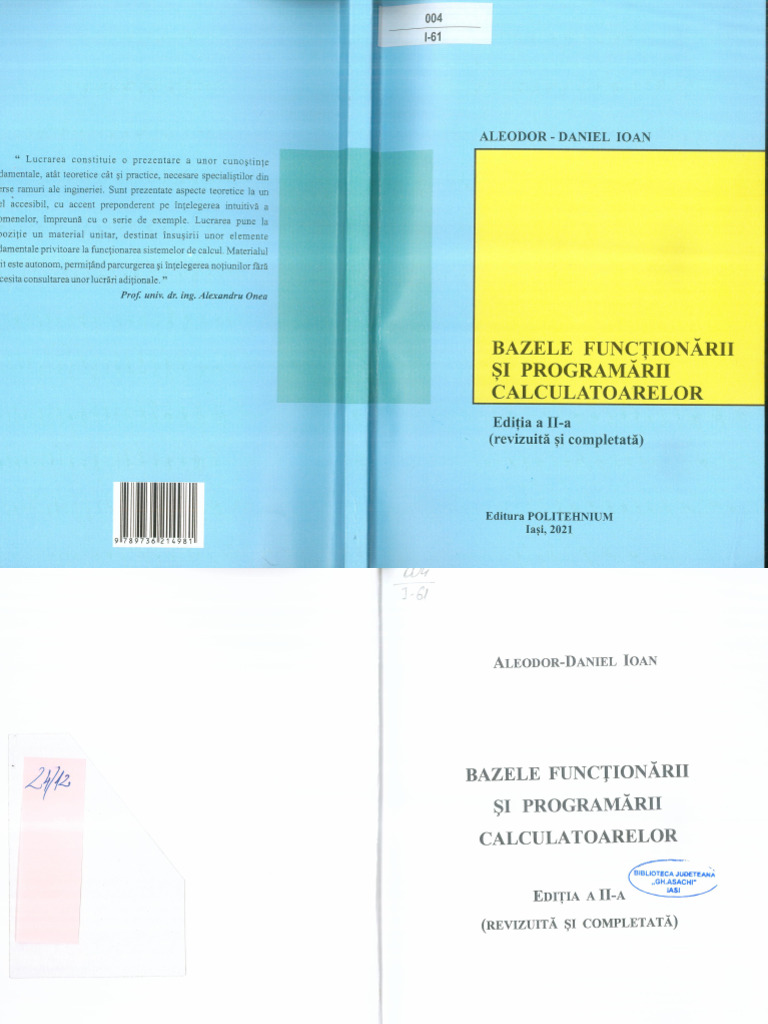 Bazele Functionarii Si Programarii Calculatoarelor | PDF