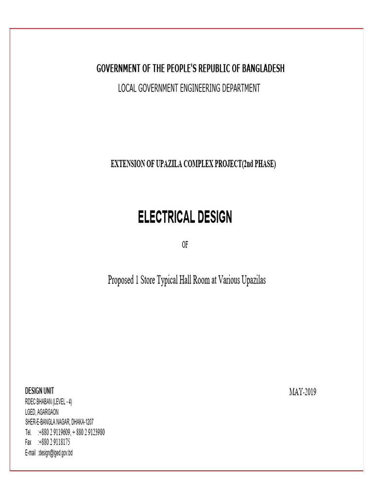 Electrical Design for Upazila Hall Room | PDF | Electrical Equipment | Wire