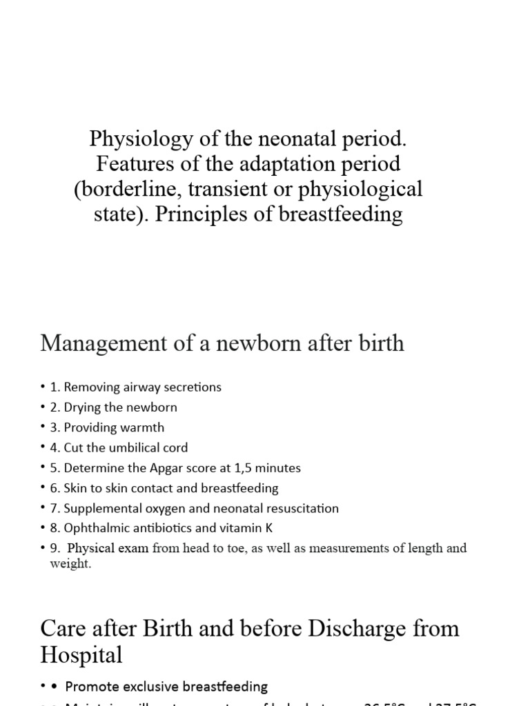 Physiology of The Neonatal Period | PDF