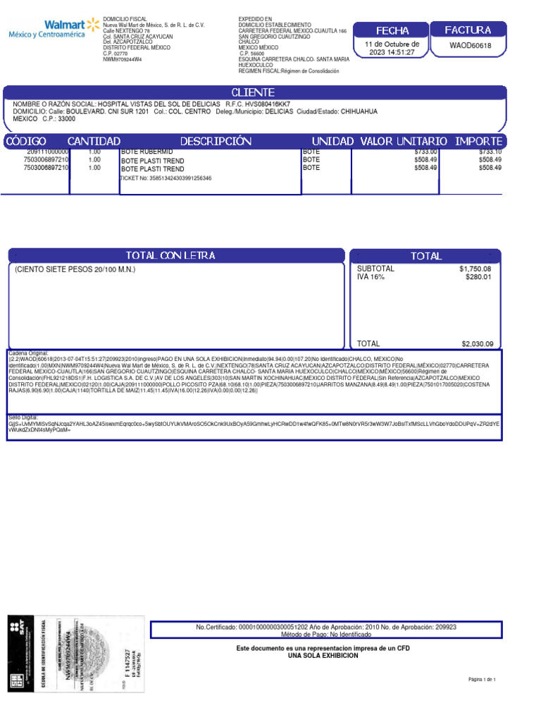 Factura Walmart | PDF | Walmart