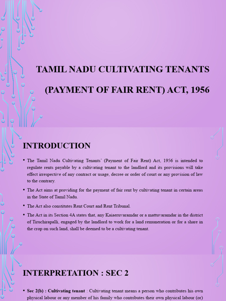 TN Payment of Fair Rent Act | PDF | Leasehold Estate | Lease