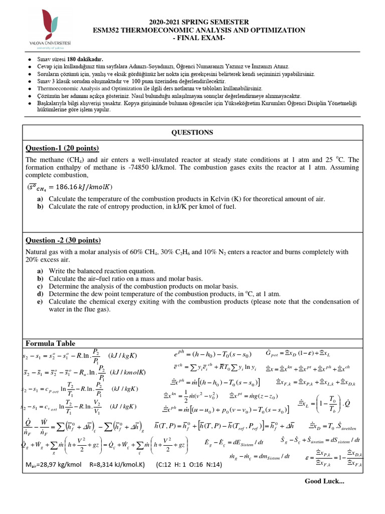 2020 2021 Final Thermoeconomic-Analysis-And-Optimization (20210604 A4 ...