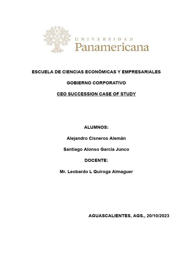 Ceo Succession Case of Study | PDF | Chief Executive Officer | Leadership