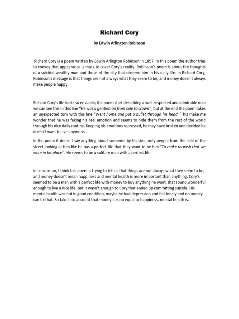 Richard Cory PDF | PDF | Poetry