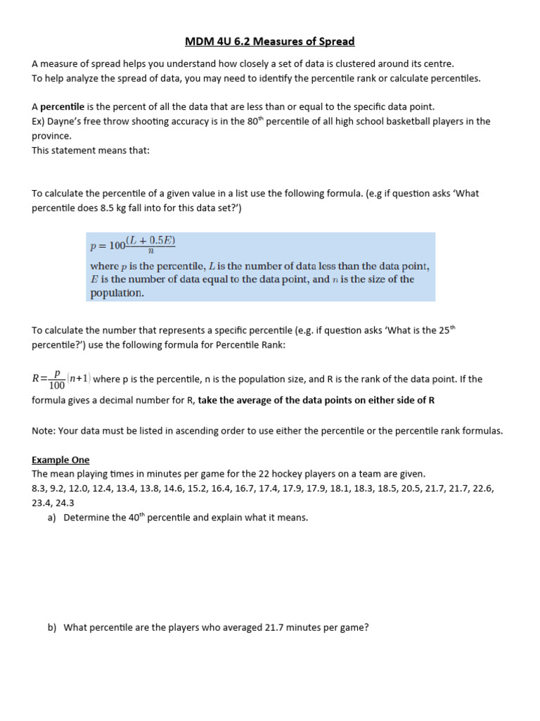 6.2 Measures of Spread Updated | PDF | Descriptive Statistics ...