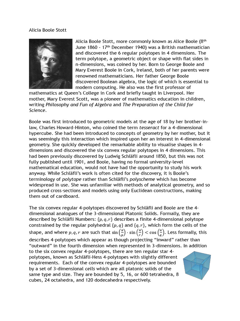 Alicia Boole Stott | PDF | Geometry | Euclid