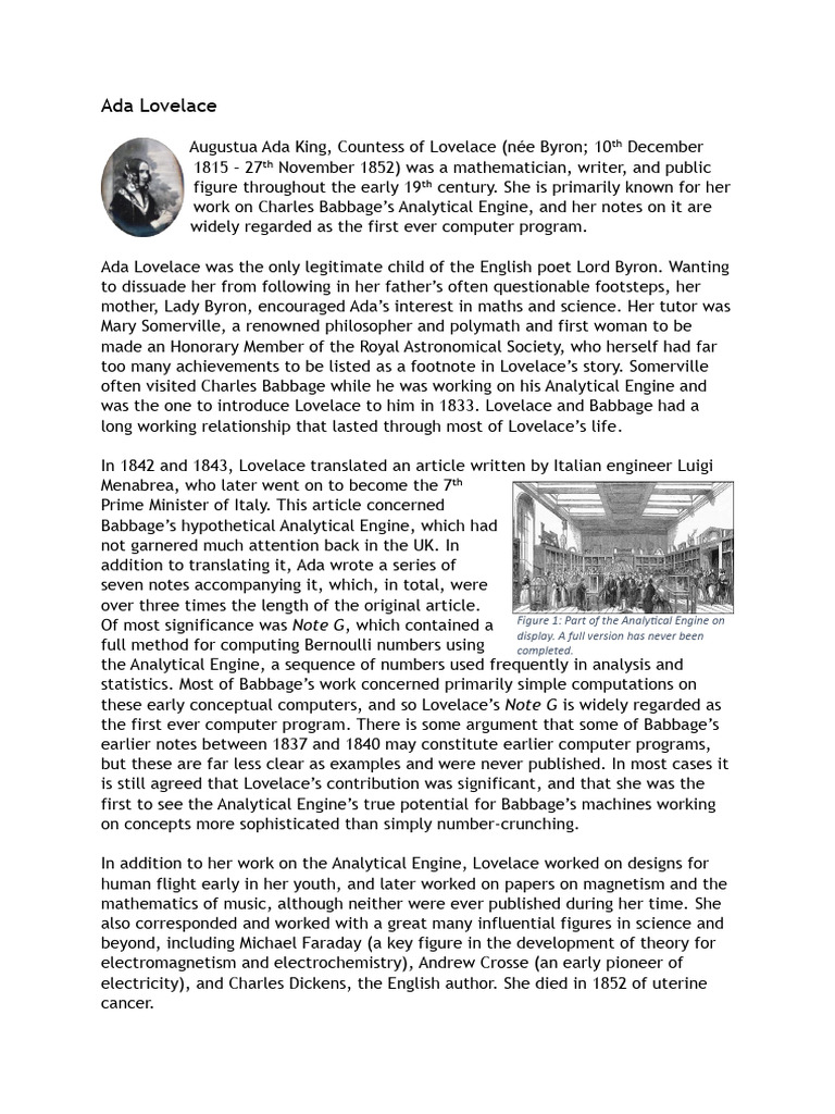 Ada Lovelace | PDF | Science Ada Lovelace | PDF | Science