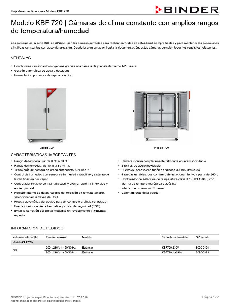 Data Sheet Model KBF 720 Es | PDF | Calibración | Agua