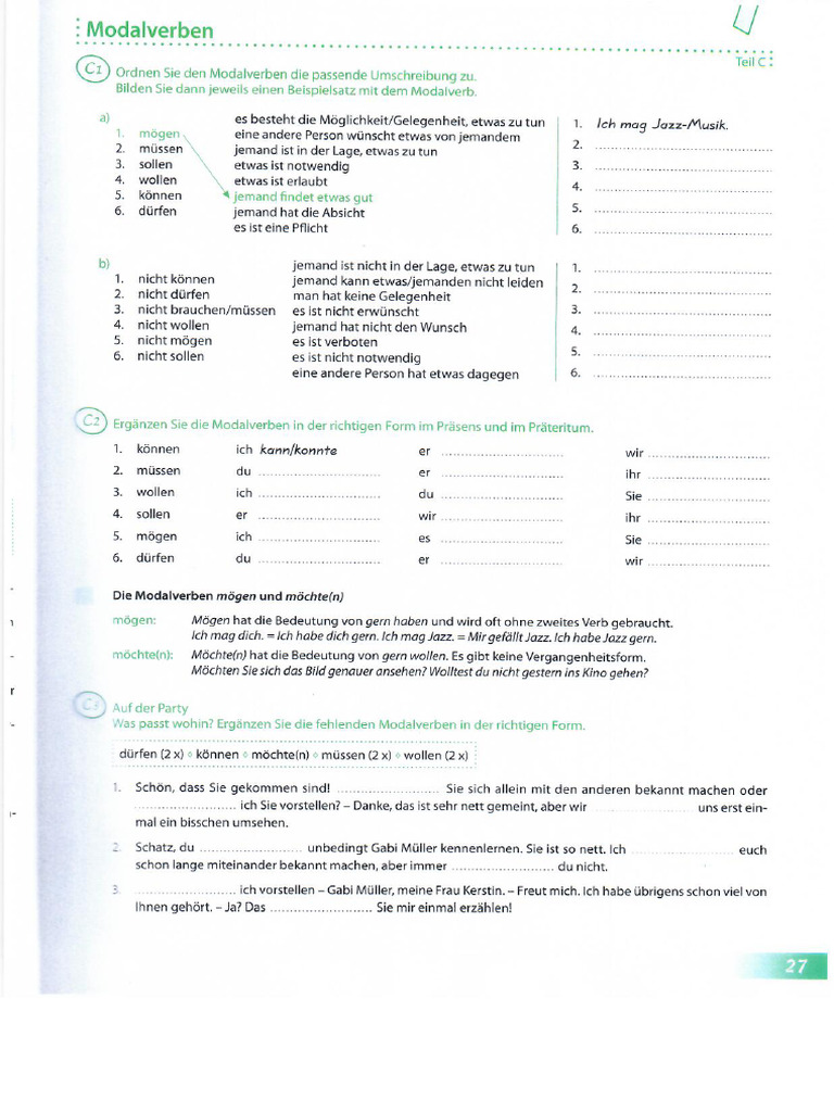 Modalverben Bedeutungen Übungen | PDF