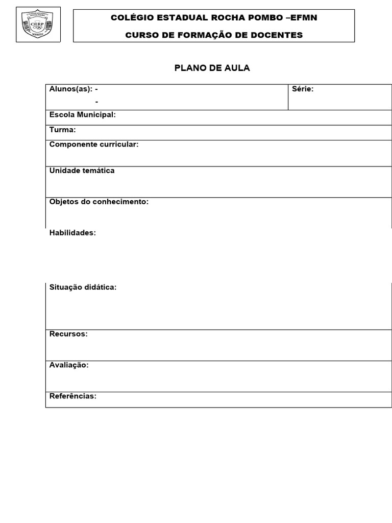 Plano de Aula 1 E 2 | PDF