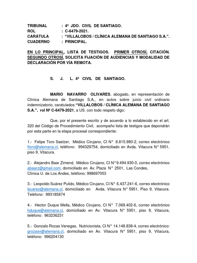 Lista de Testigos Escrito | PDF