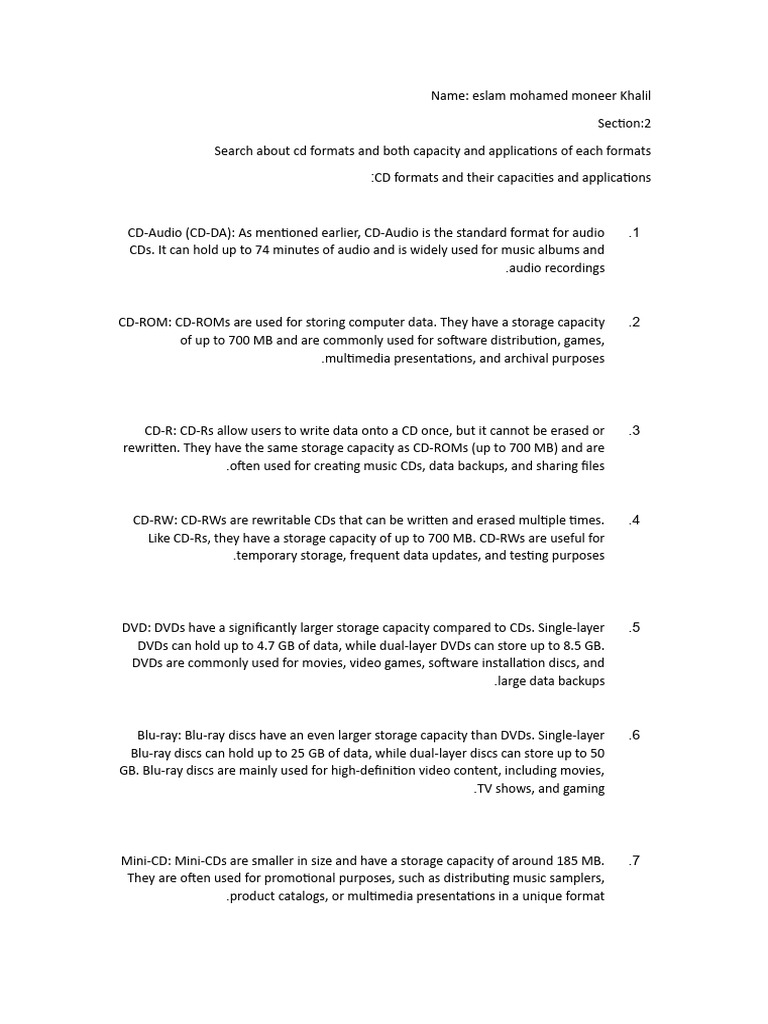 Assignment About CD | PDF | Compact Disc | Dvd