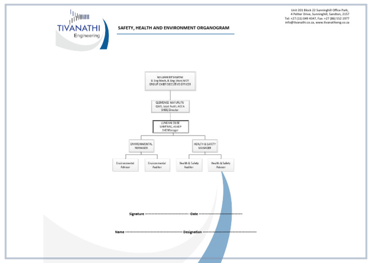 SHE Organogram for Tivanathi Engineering | PDF