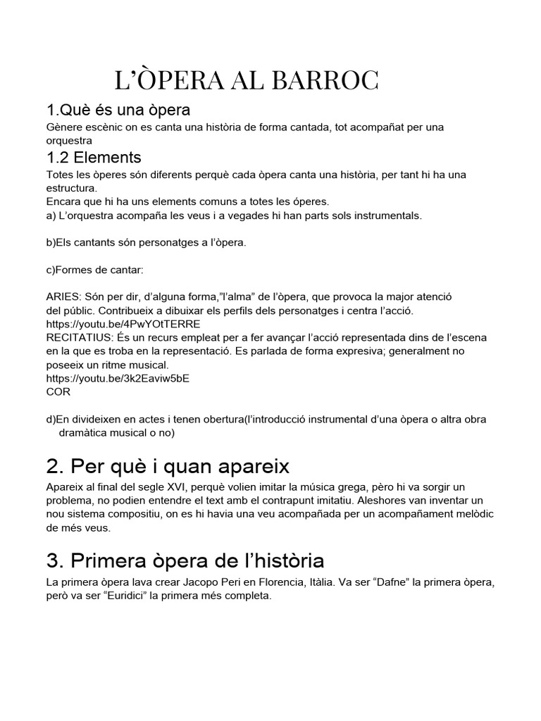 L'òpera al barroc | PDF