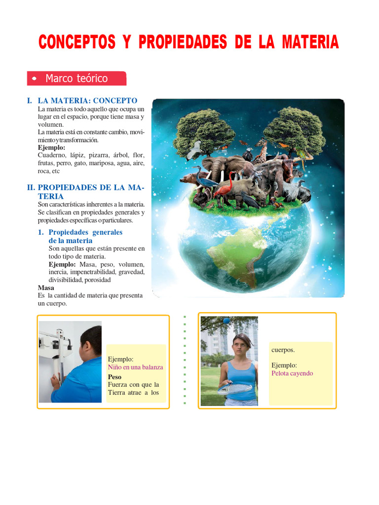 Conceptos y Propiedades de La Materia para Primer Grado de Secundaria ...