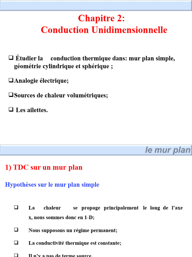 Conduction Thermique et Analogie Électrique | PDF | Conduction thermique | Transfert thermique