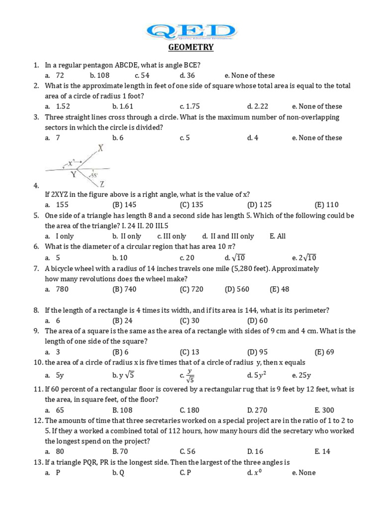 Geometry Sheet | PDF | Area | Triangle
