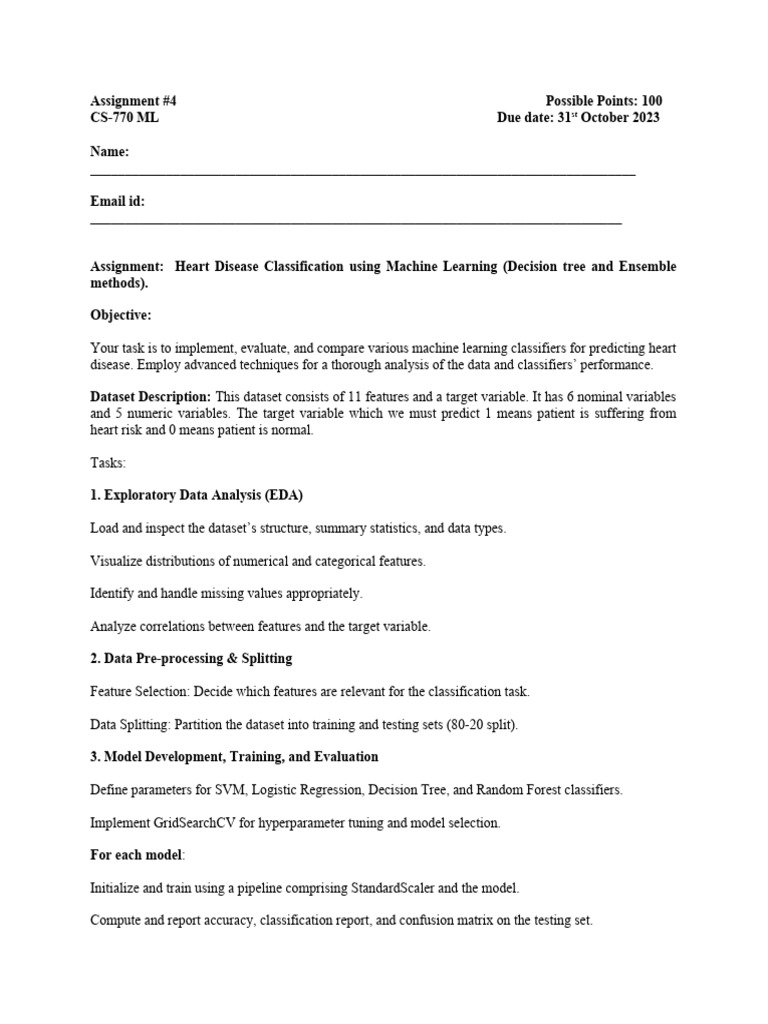 Assignment - #4 - Decision Tree and Ensemble - Final | PDF ...