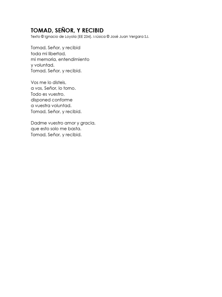 Tomad Señor y Recibid | PDF