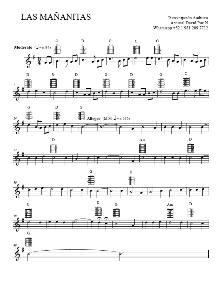 Las Mañanitas Violin 1 | PDF | Musical Forms | Elements Of Music