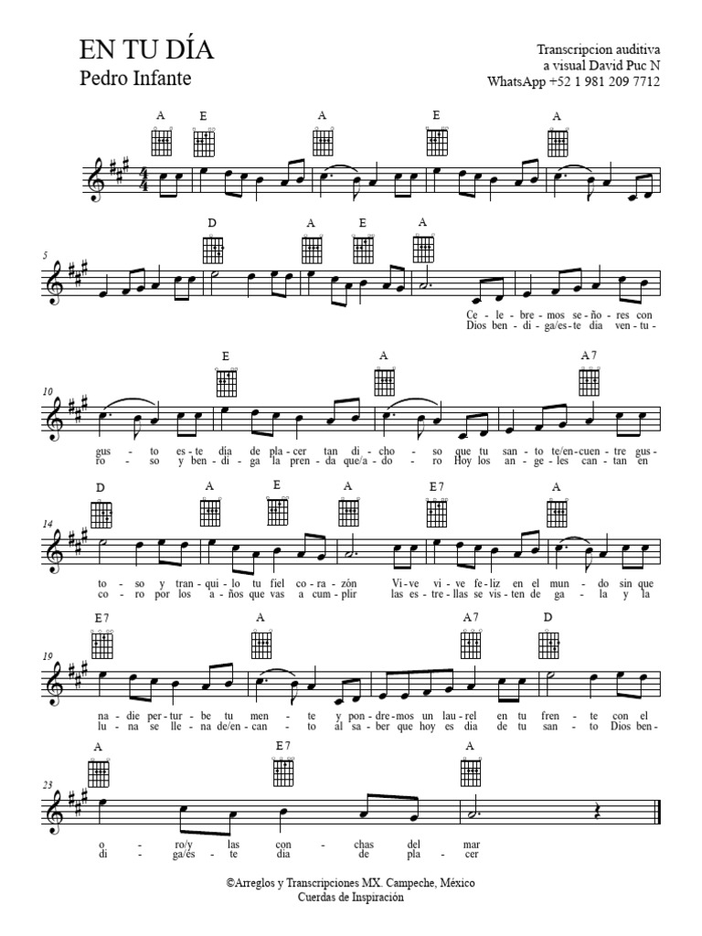 En Tu Dia Tone A | PDF