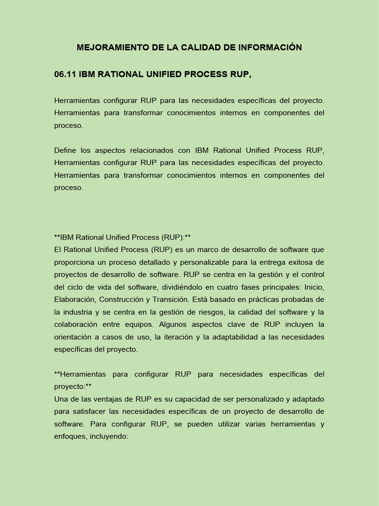 06.11 Ibm Rational Unified Process Rup | PDF | Desarrollo de software ...