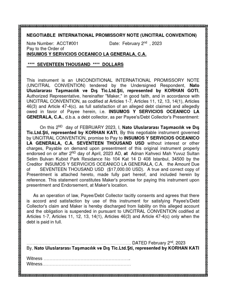 International Promissory Note | PDF | Law