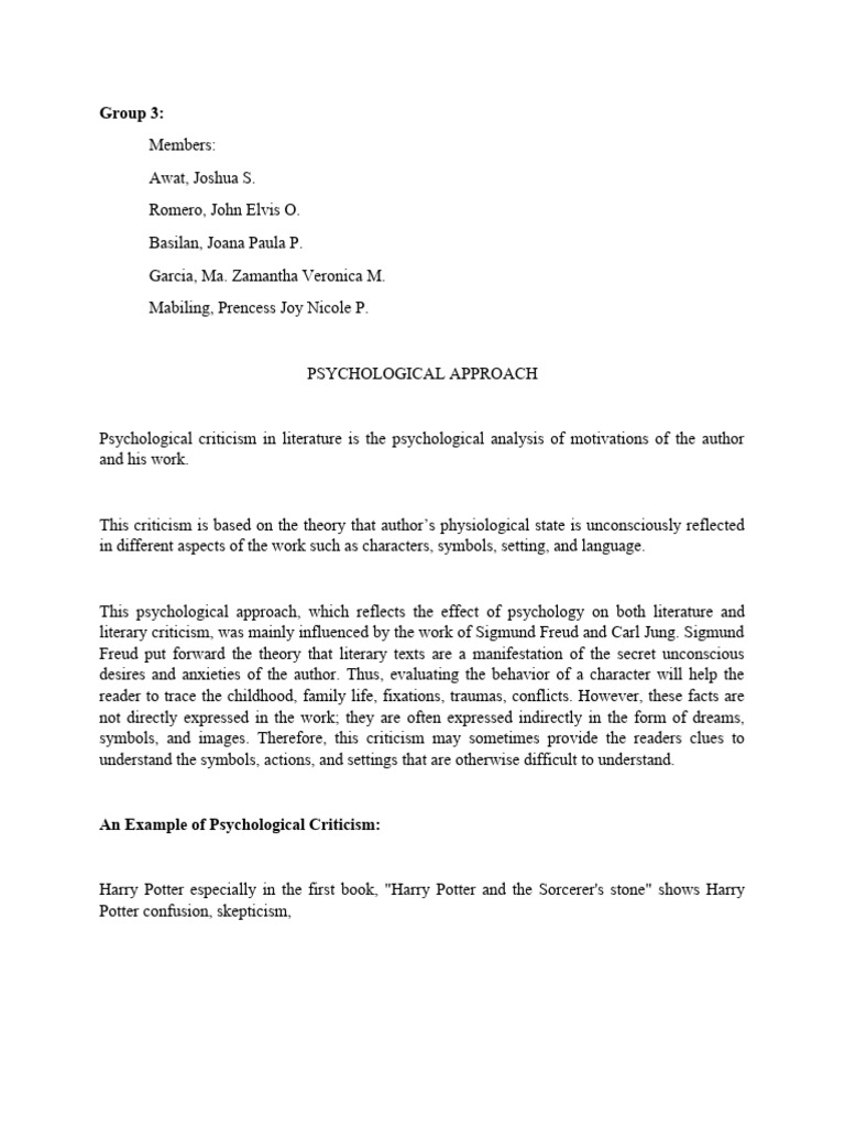 Psychological-Approach - Harry Potter | PDF