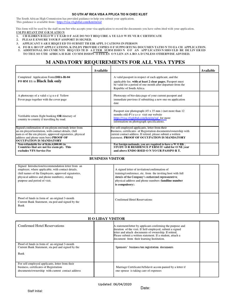 Short Term Checklist | PDF | Travel Visa | Identity Document