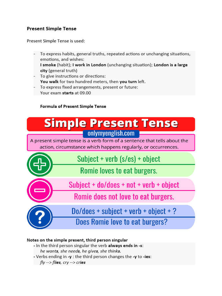 Present Simple Tense | PDF | Linguistics | Grammar