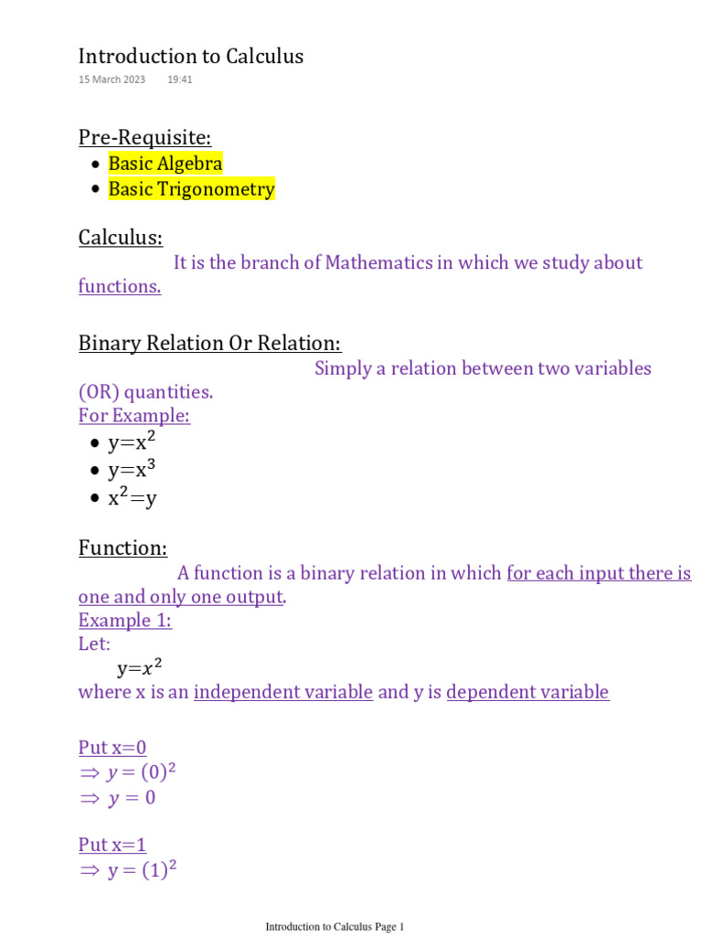 Introduction To Calculus | PDF | Function (Mathematics) | Calculus