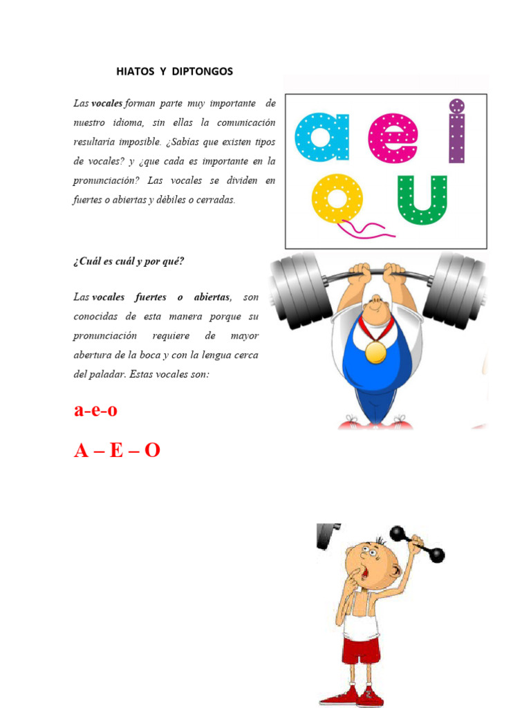 Hiatos y Diptongos: Vocales Fuertes y Débiles | PDF