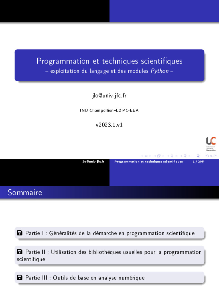Programmation Scientifique Python Partie I Et II | PDF | Programmation informatique | Langage de ...