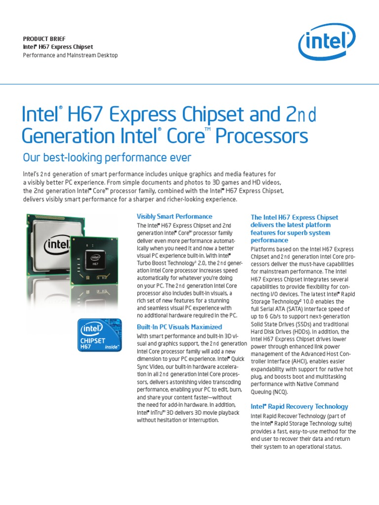 h67 Express Chipset 2nd Gen Core Brief | PDF | Usb | Hdmi
