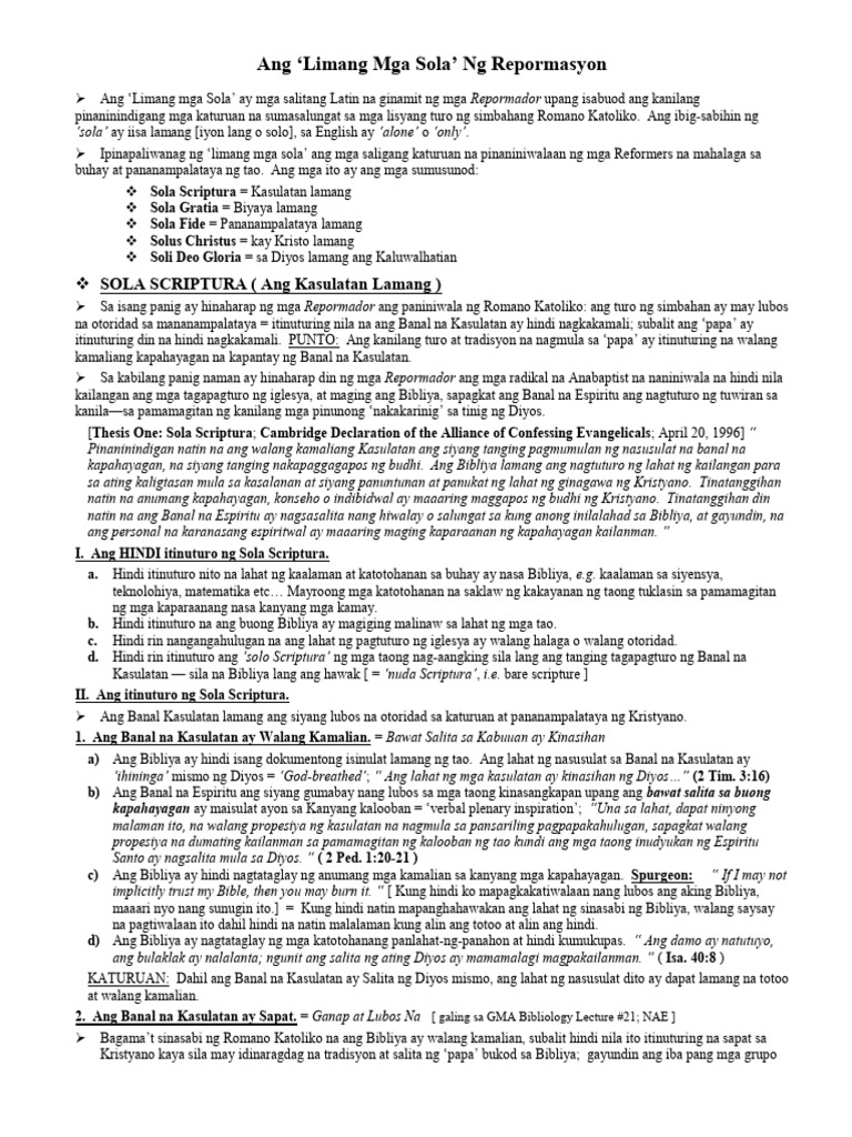 5 Solas A Sola Scriptura Pdf