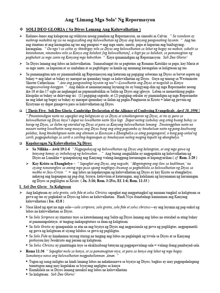 5 Solas E - Soli Deo Gloria | PDF