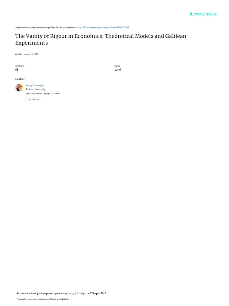 The Vanity of Rigour in Economics Theoretical Mode | PDF | Evidence ...