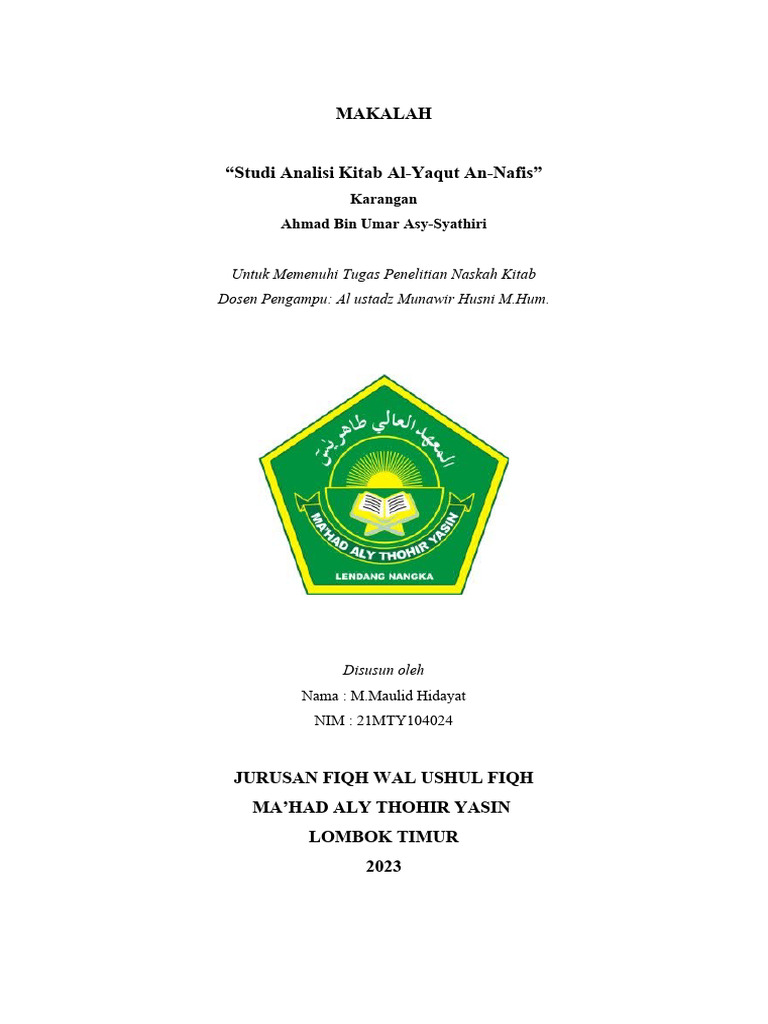 Makalah Penelitian Naskah Kitab | PDF