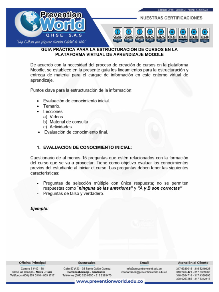 Guia para La Estructuración de Cursos en Moodle | PDF | Moodle | Cuestionario
