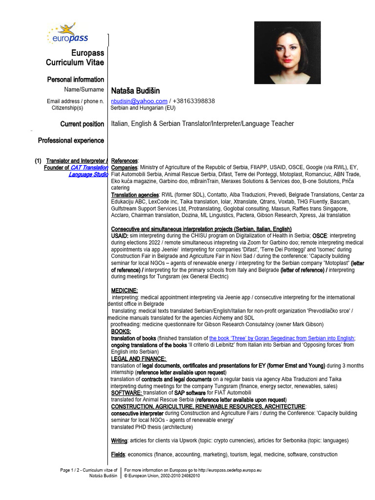 Budisin Natasa CV OCT 2023 | PDF | Serbia | University