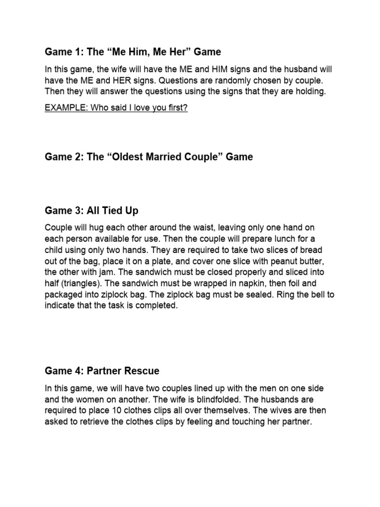 Fun Games for Couples to Enjoy | PDF