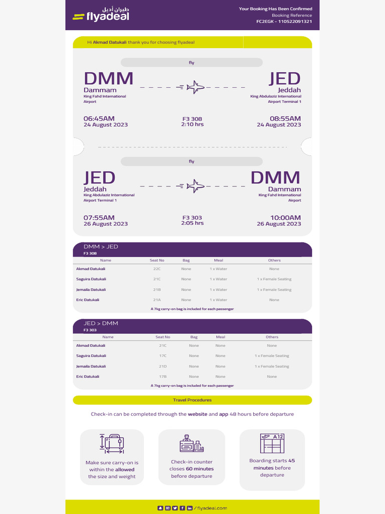 Itinerary Akmad Datukali FC2EGK | PDF | Aviation | Transport