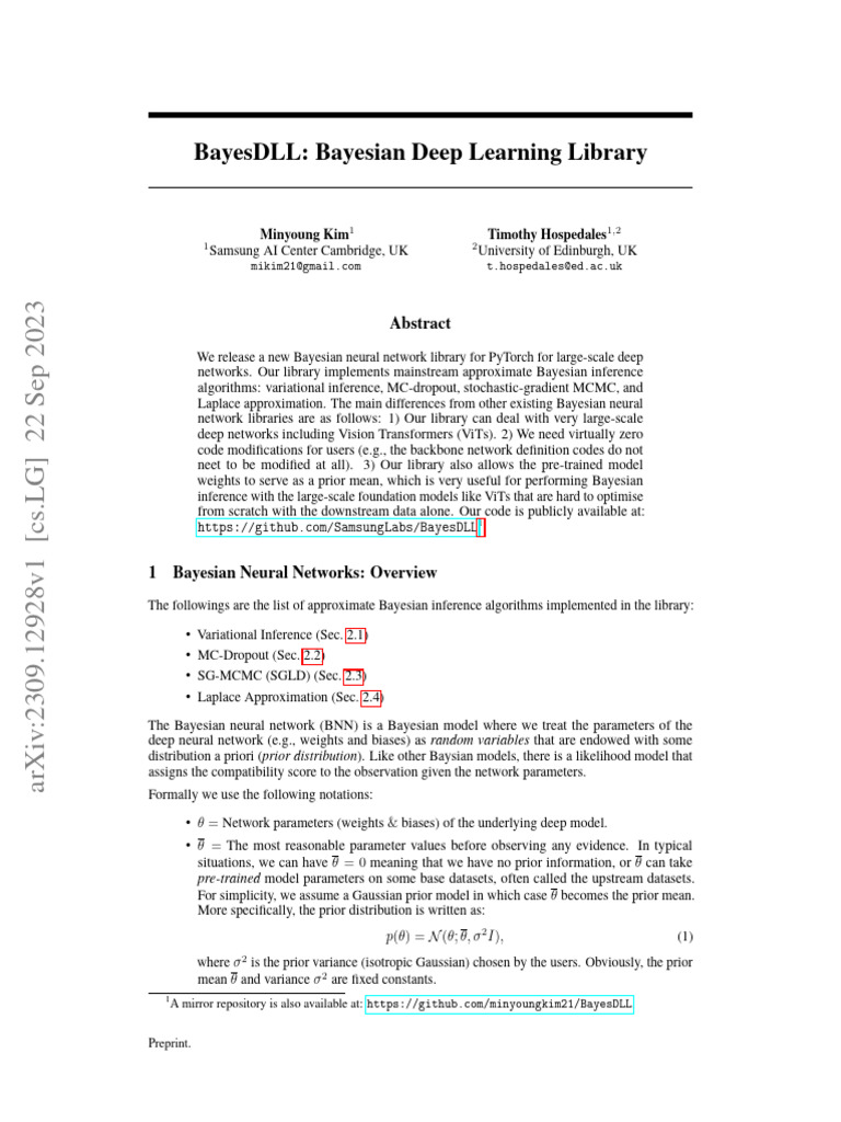 Bayesdll: Bayesian Deep Learning Library: T.Hospedales@Ed - Ac.Uk | PDF | Normal Distribution ...