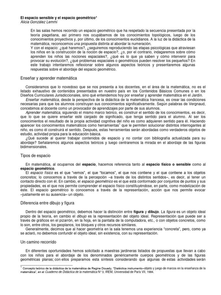 7.1 y 7.2 El Espacio Sensible y El Espacio Geométrico | PDF | Geometría | Espacio