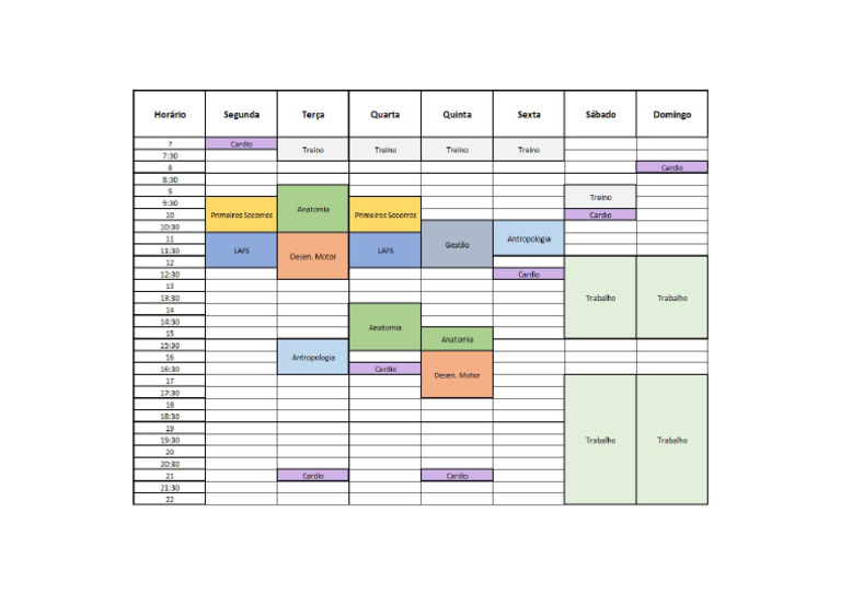Horario para Imprimir | PDF